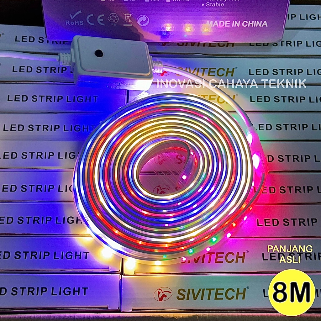 Jual Lampu LED Strip Selang RGB 8M Full Anti air, Lampu Selang Warna ...