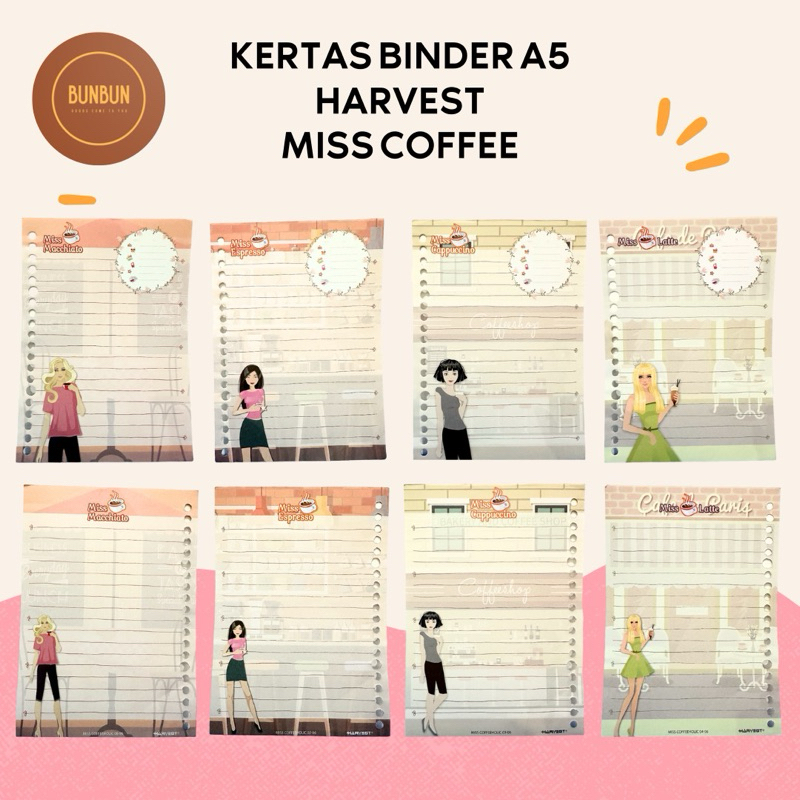 Jual [MIN 5 PCS BISA MIX] kertas binder harvest miss coffee a5 | Shopee Indonesia