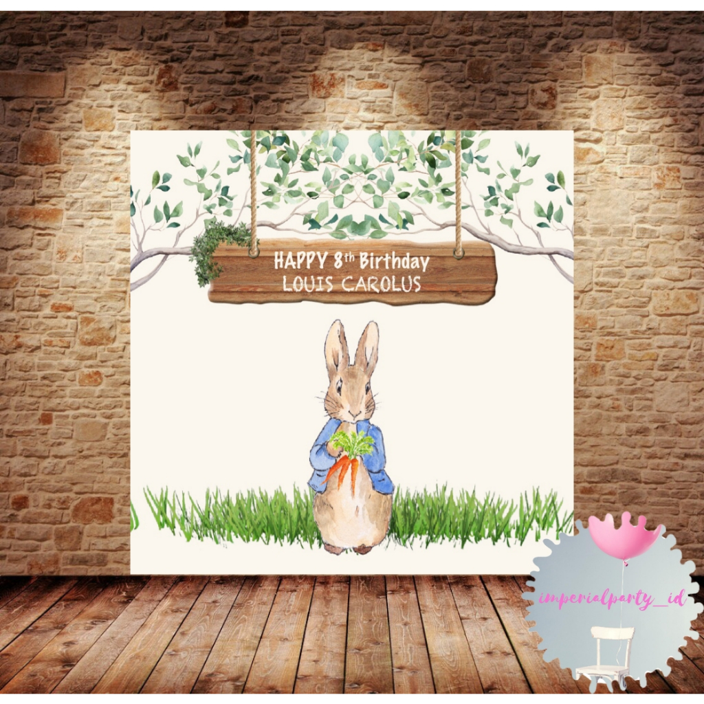 Jual Custom Backdrop Banner Spanduk Happy Birthday Peter Rabbit Kelinci ...