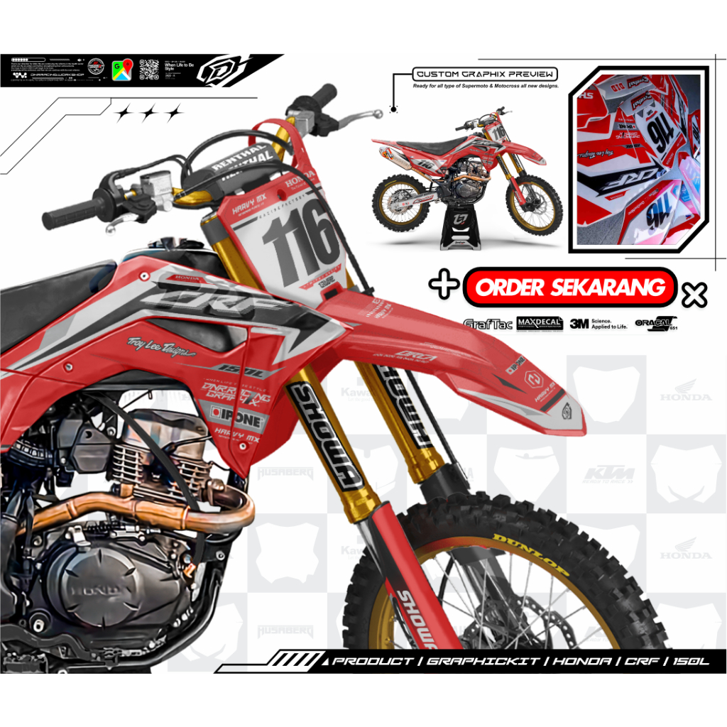 Jual RED RACER SERIES !!! Custom Decals KLX, DTX , WR, CRF Supermoto ...