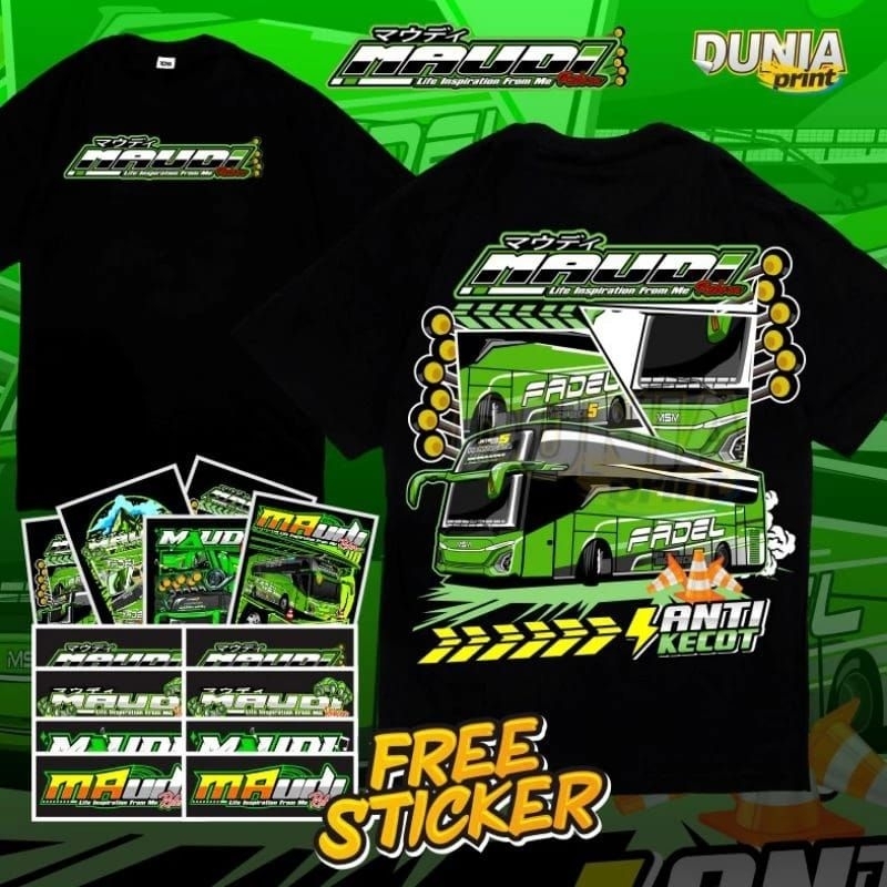 Jual (free sticker maudi + ganci)KAOS BUS MAUDI ASYROF COTTON COMBED ...