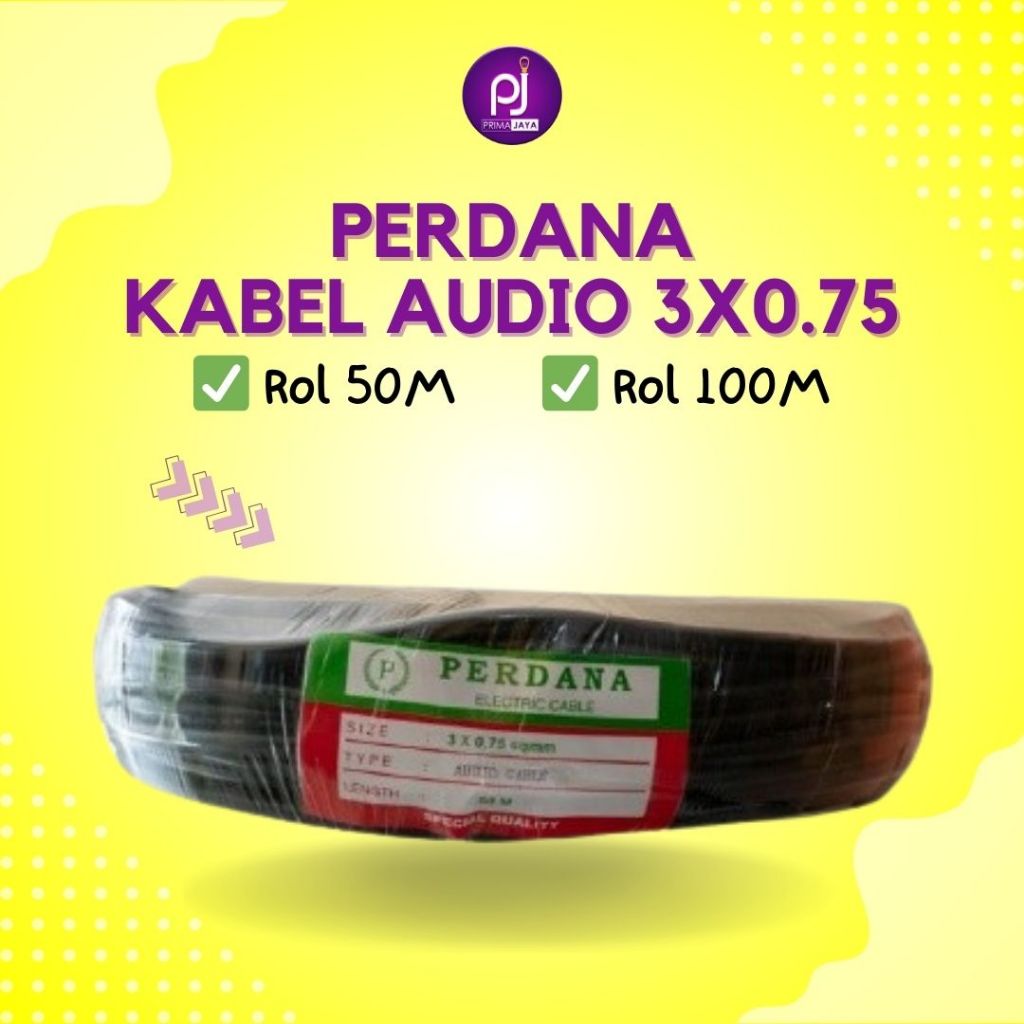 Jual Kabel Listrik Audio 3x0.75 PERDANA 50 100 Meter Roll NYAF Serabut ...