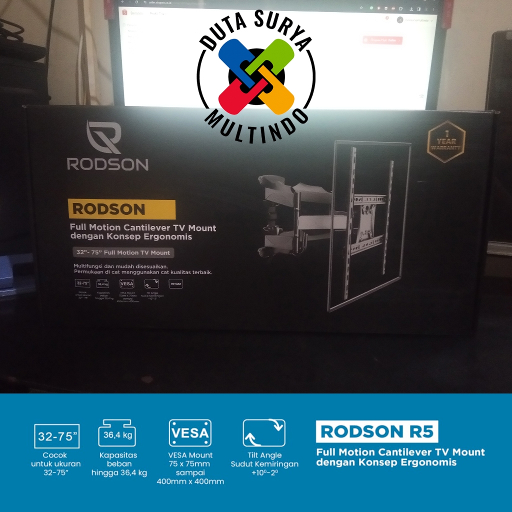 Jual bracket braket tv swivel rodson R5 untuk 32 40 43 50 55 60 65 75 ...