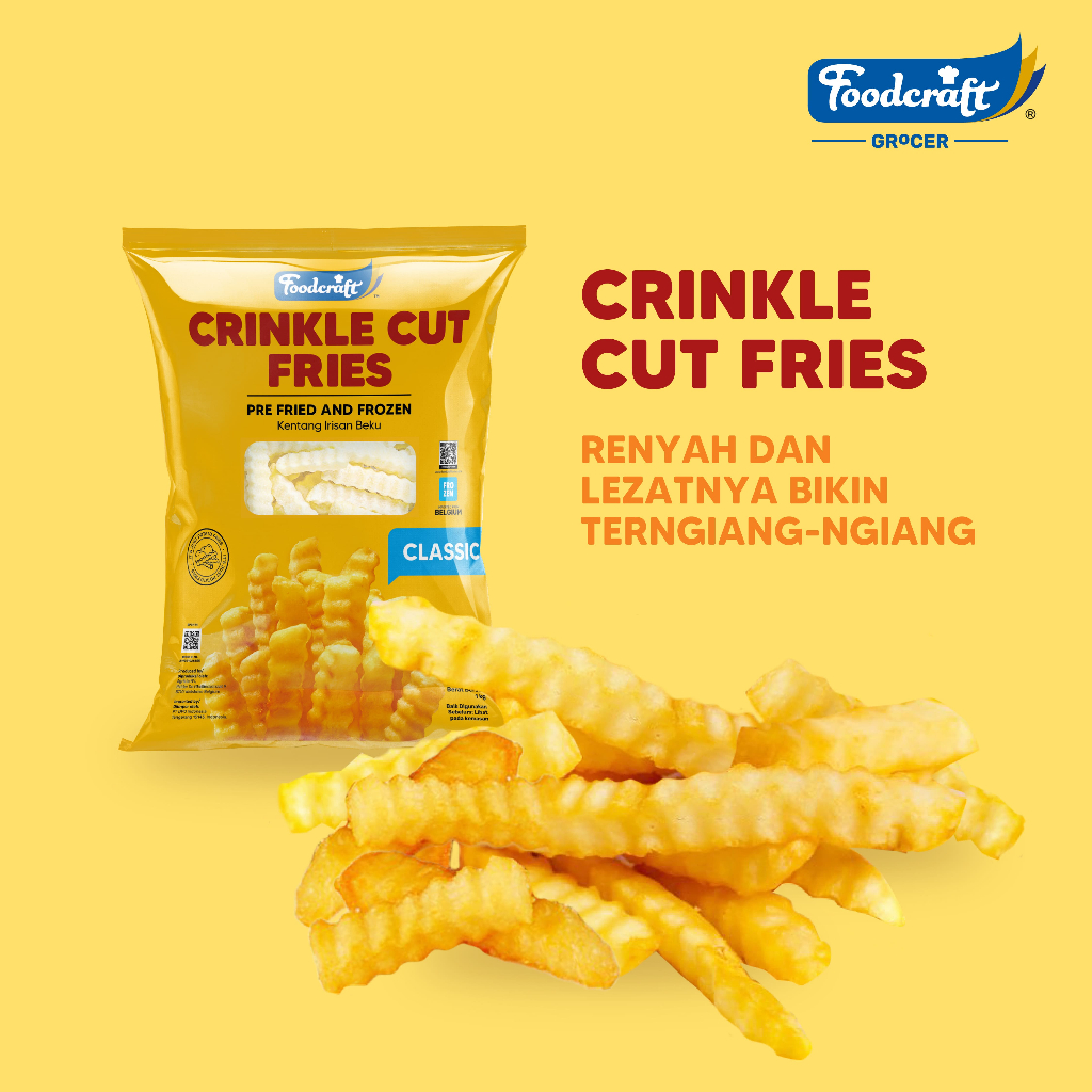 Jual Foodcraft Kentang Goreng Beku French Fries Crinkle Cut Pre Fried Frozen Kentang Goreng ...