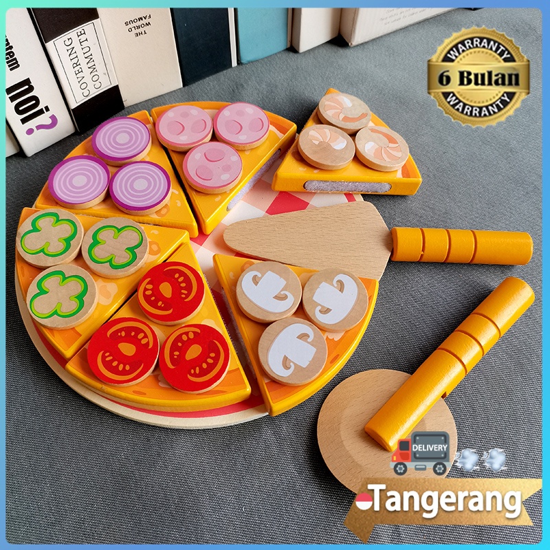 Jual Wooden Pizza Toy / Mainan Pizza Potong / Mainan Pizza Kayu Mainan ...