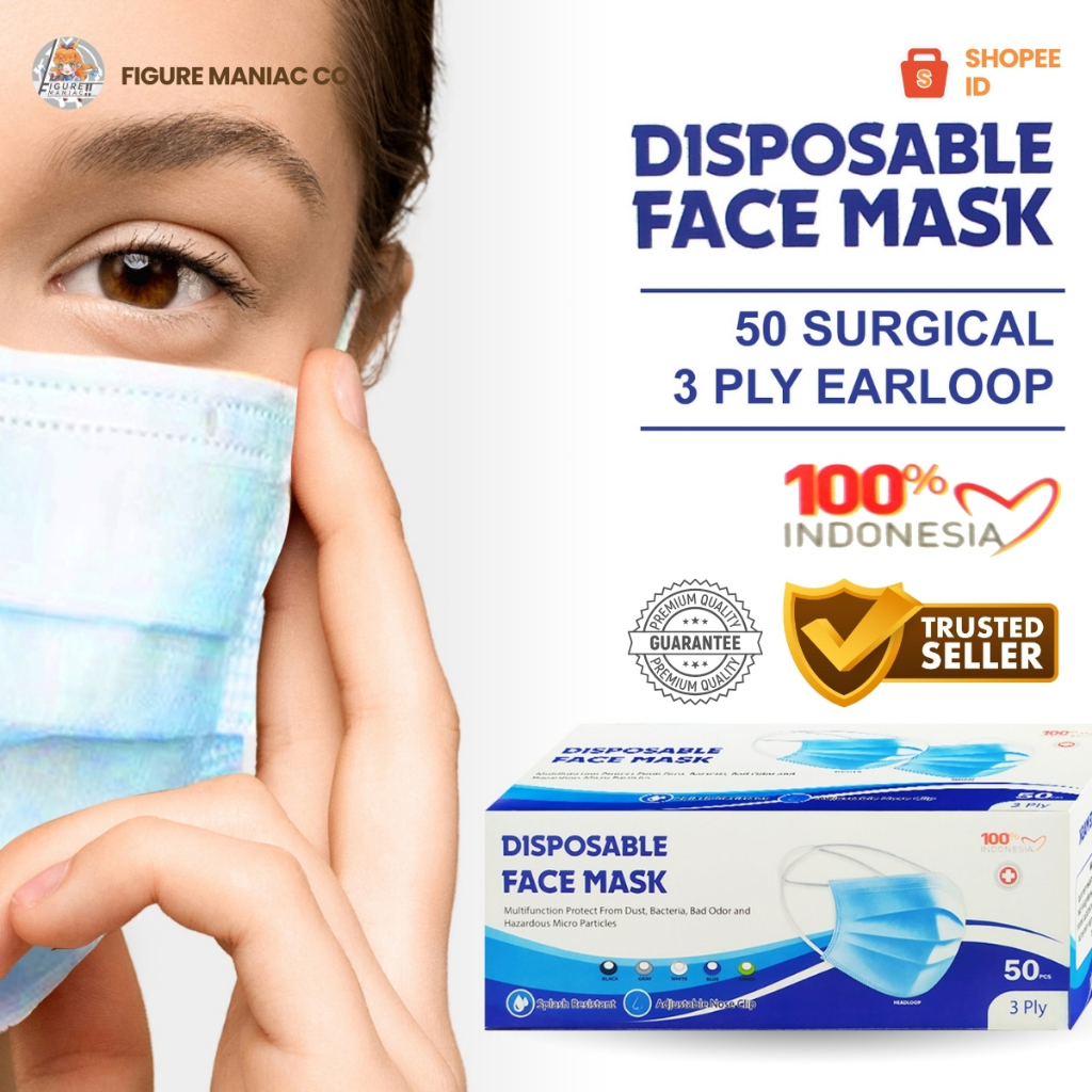 Jual Figure Maniac - Masker Earloop / Medis 3 Ply Premium Face Mask ...