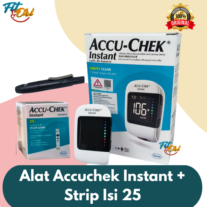 Jual Alat Gula Darah Accu chek Instant / Accu Check Meter + Strip 25 ...