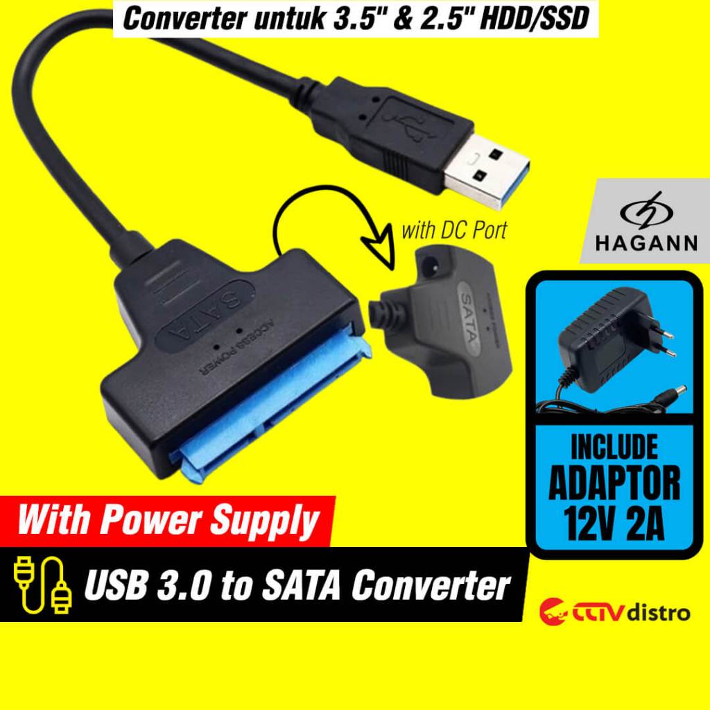 Jual Kabel SATA to USB 3.0 & Adaptor 12V 2A / Adapter Hardisk HDD 3.5 ...