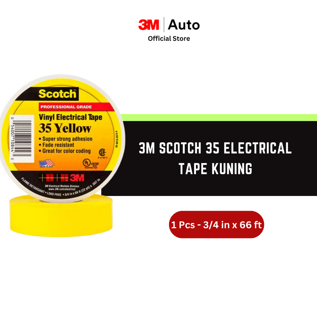 Jual Isolasi Listrik 3M Scotch 35 Vinyl Electrical - Kuning size 19mm x ...
