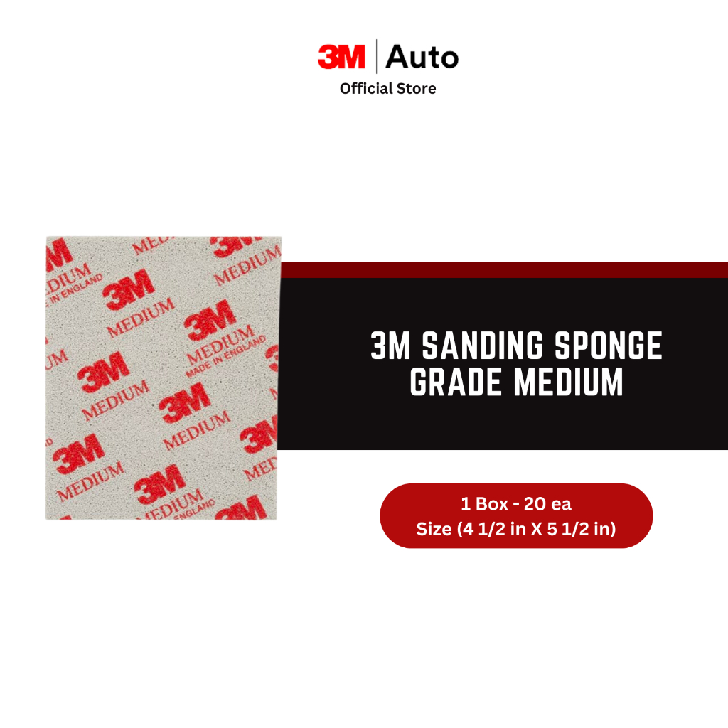 Jual 3M Sanding Sponge grade Medium size 4.5 in X 5.5 in - 1 Box isi 20 ...