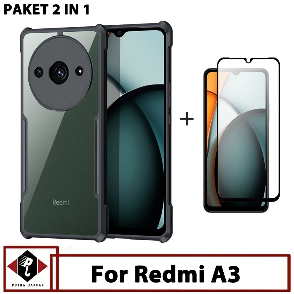 Jual Paket 2in1 Casing Transparan Redmi A3 Free Tempered Glass ...