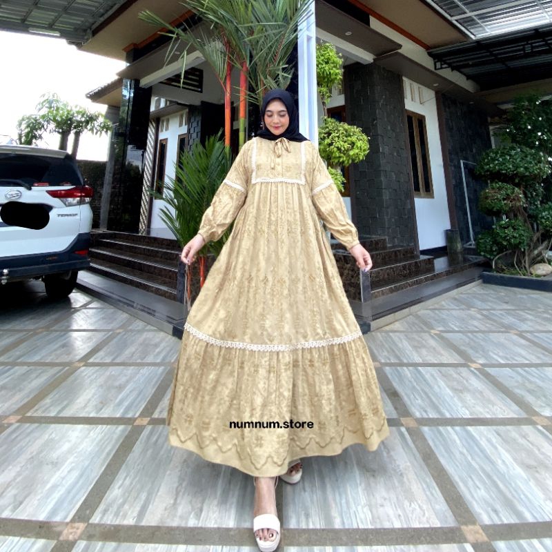 Jual GAMIS TURKISH LINEN BORDIR VANIA | Shopee Indonesia