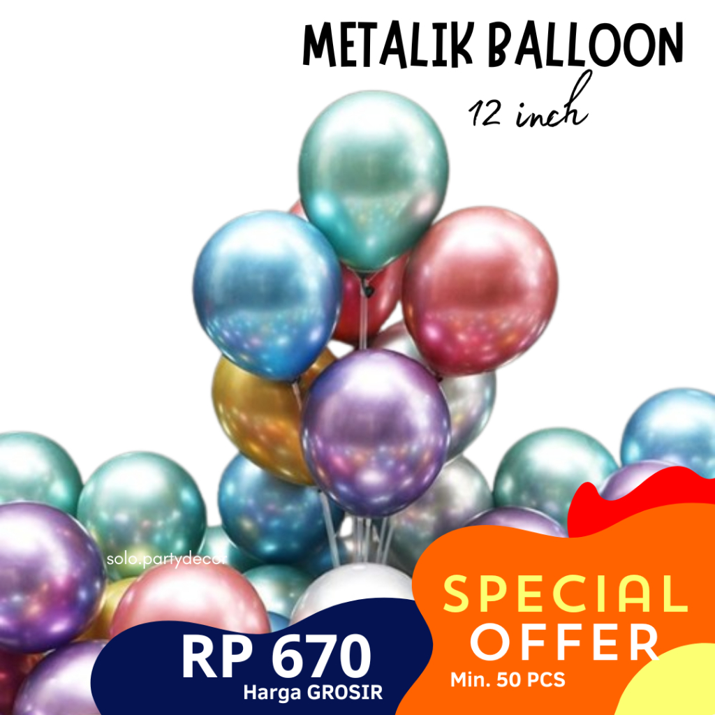 Jual BALON LATEX ECER PALING LARIS/BALON METALIK CHROME/BALLON 12 INCH ...