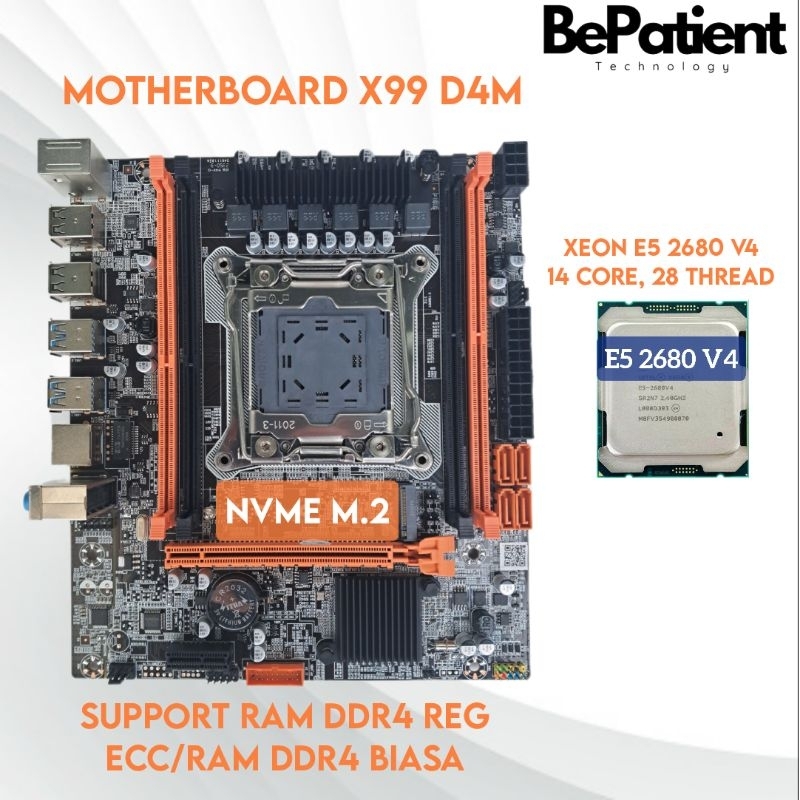 Jual Motherboard X99 D4M + Xeon E5 V3/V4 (Setara Ryzen 5 3600/i7 8700k ...