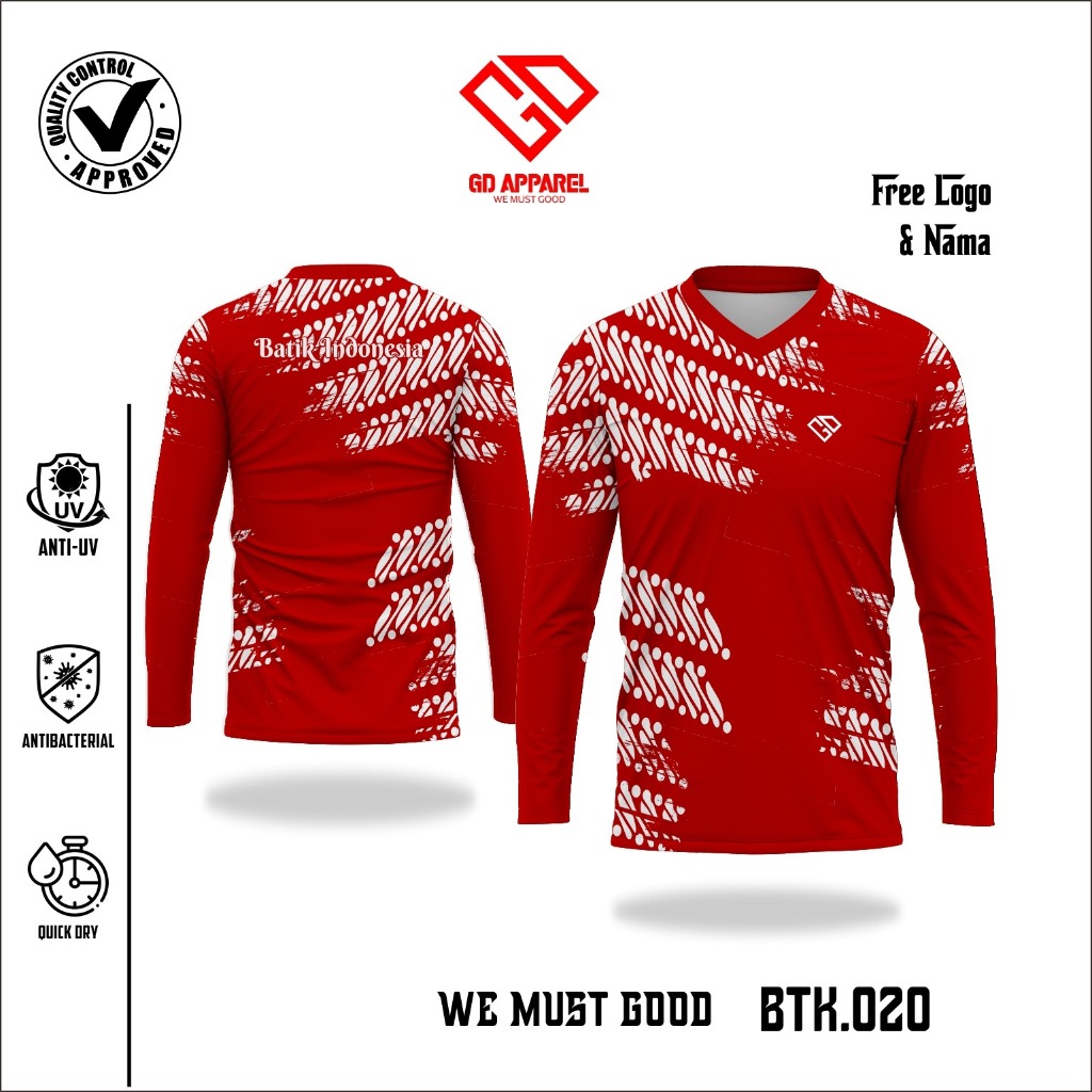 Jual Baju Kaos Batik Edition Quick Dry Fit FullPrinting | Free Custom ...