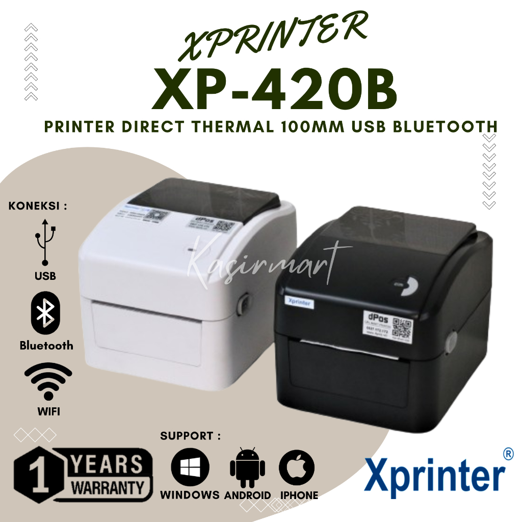 Jual Xprinter XP420B Printer Barcode Label XP 420B Thermal A6 110mm 100x150 100x100 USB ...