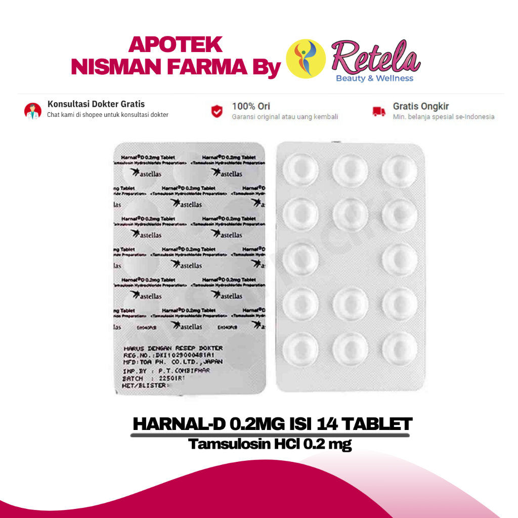 Jual HARNAL-D 0.2MG 1 BLISTER 14 TABLET ( TAMSULOSIN HCL 0.2 MG ) | Shopee Indonesia