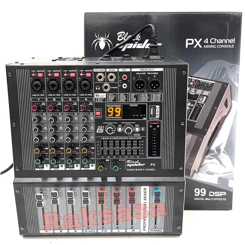 Jual Power Mixer 4 Channel BLACKSPIDER px4 px 4 Original bluetooth | Shopee Indonesia