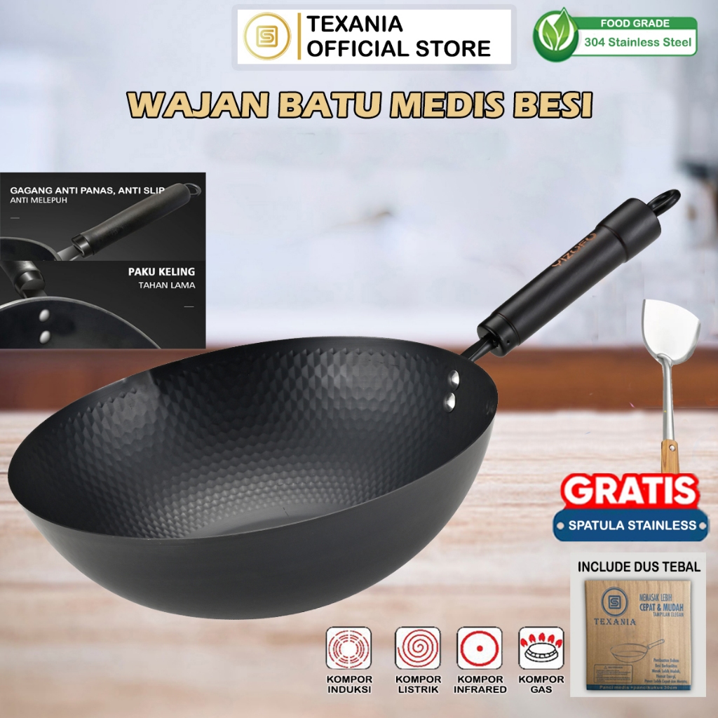 Jual ModernCook x TEXANIA Wajan besi Anti Lengket Wajan Penggorengan ...