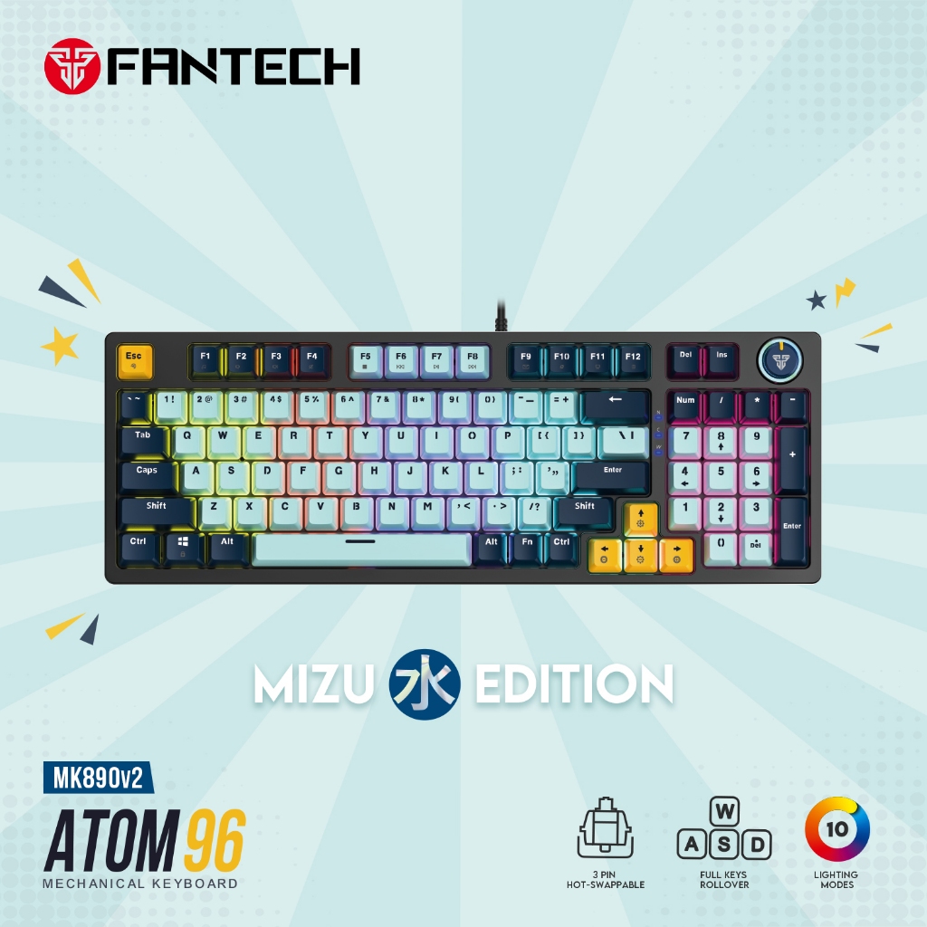 Jual FANTECH ATOM96 MK890V2 RGB Mechanical Gaming Keyboard | Shopee ...