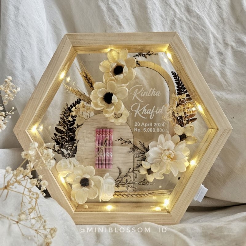 Jual MAGNOLIA Frame Mahar Hexagon / Bingkai Mahar Pernikahan/ Pigura Mahar | Shopee Indonesia