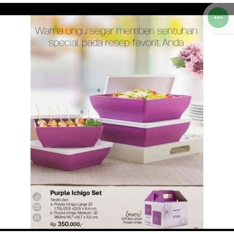 Jual ICHIGO TUPPERWARE SET UNGU JADUL (BARU BUKAN SECOND) | Shopee ...
