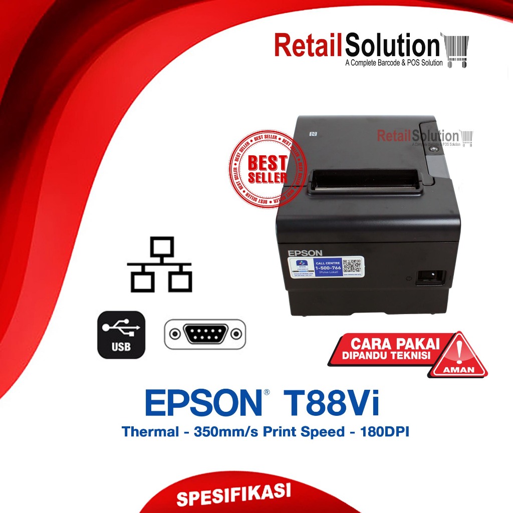Jual Printer Kasir Thermal USB LAN Serial - Epson TM-T88Vi TMT88Vi TM-T88 Vi | Shopee Indonesia