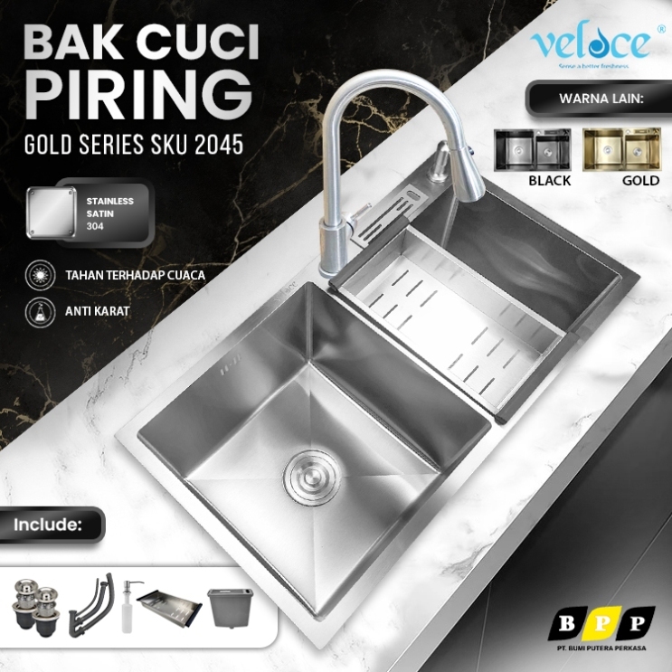 Jual Bak Cuci Piring Kitchen SINK Full Set Stainless 2 Lubang VELOCE 82 ...