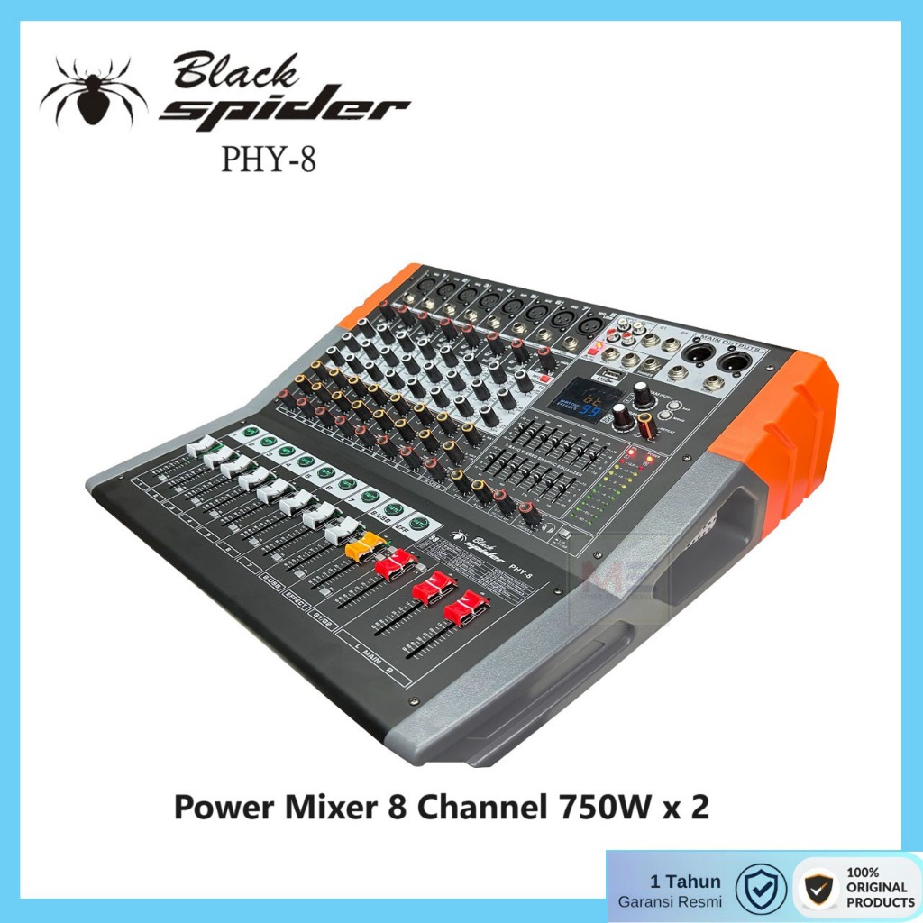 Jual Power Mixer 8 Channel BlackSpider PHY 8 RMS 750 Watt Bluetooth ...