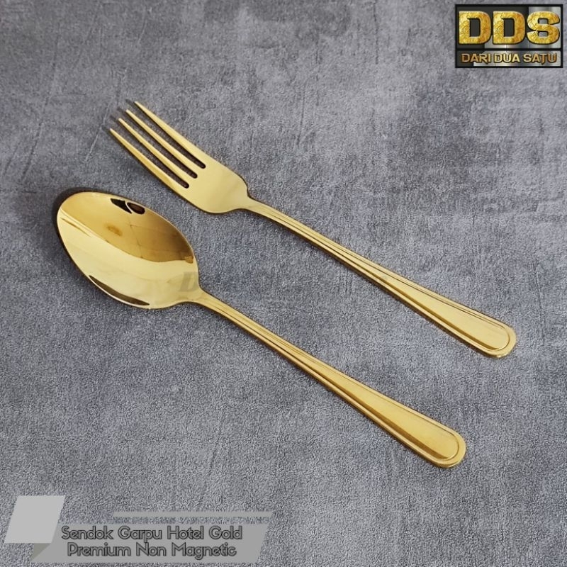 Jual Sendok Garpu Hotel Gold Stainless Tebal Premium Non Magnetic ...