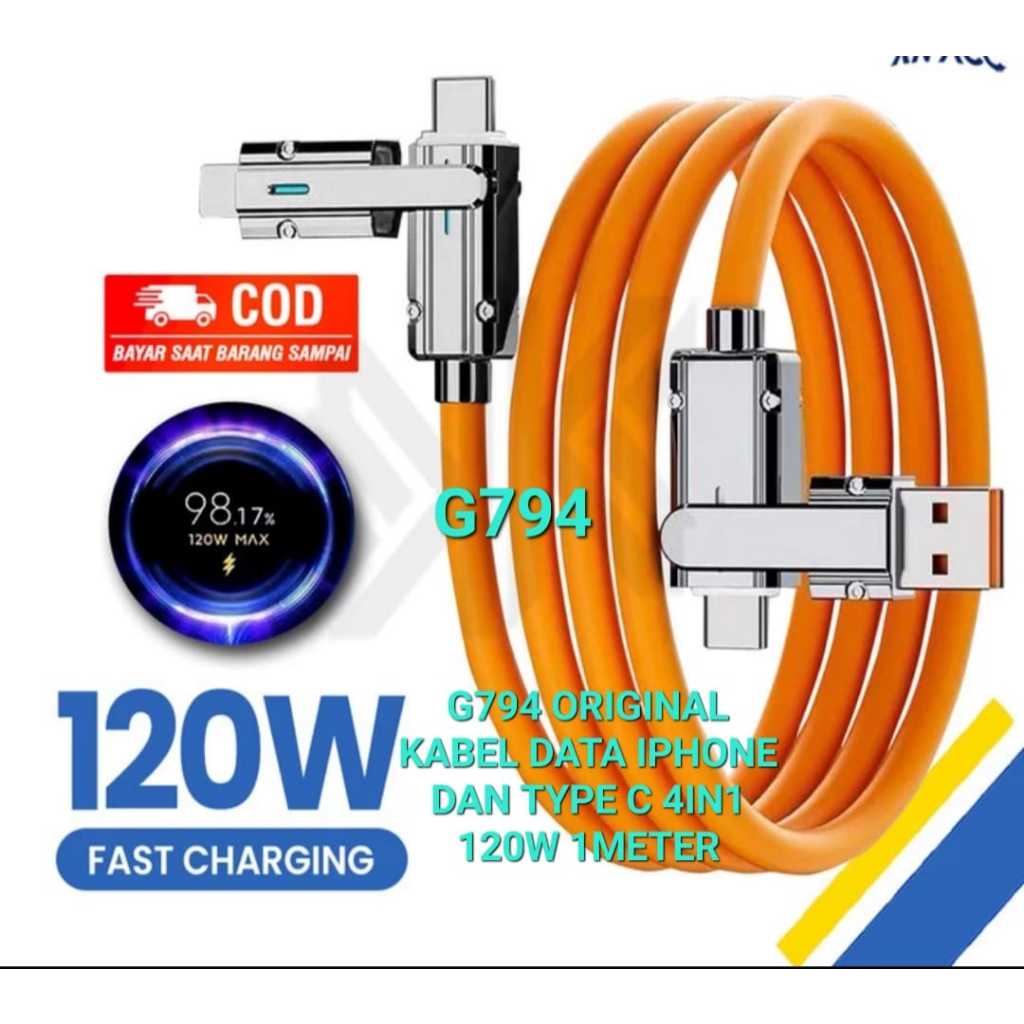 Jual G794 ORIGINAL KABEL DATA USB TIPE TYPE C 4IN1 120W 1 METER MULTI ...