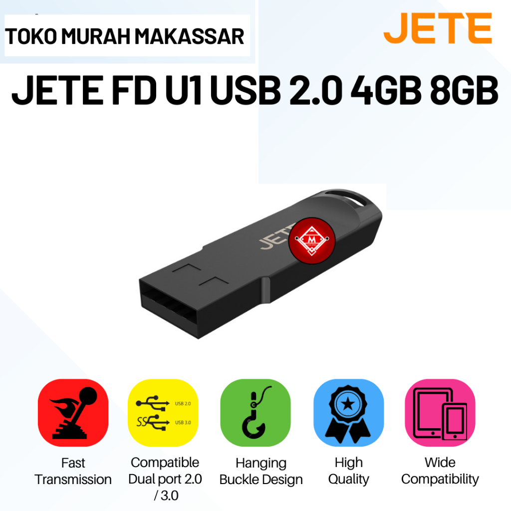 Jual Flashdisk JETE U1 USB 2.0 15mbps 4GB 8GB Flash disk Garansi Resmi ...