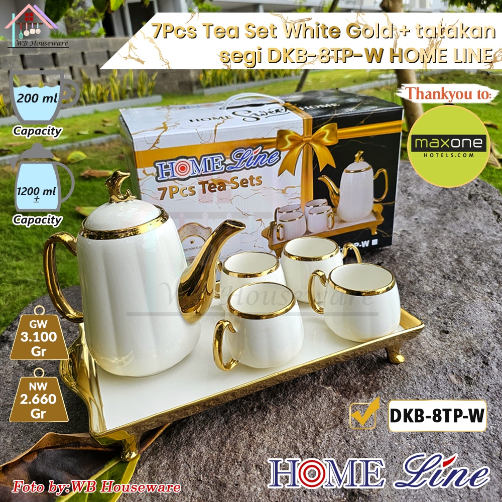 Jual HOME LINE 6 pcs cangkir teh keramik + teko + tatakan segi / coffee ...
