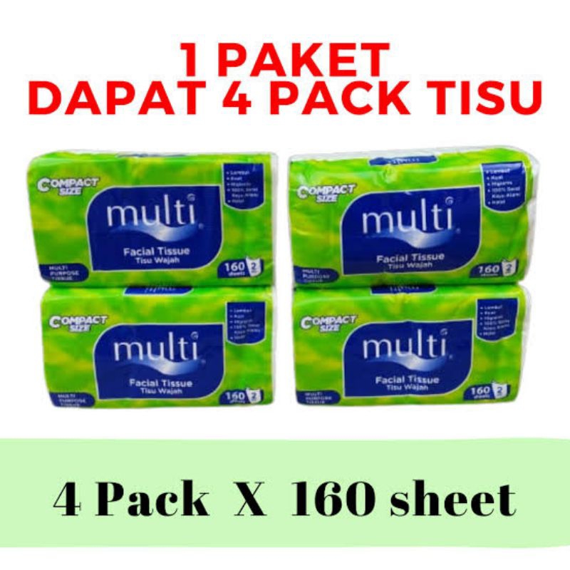 Jual Tisu multi isi 4 Tisu wajah 160 sheets 2ply (beli 1 dapat 4 ...