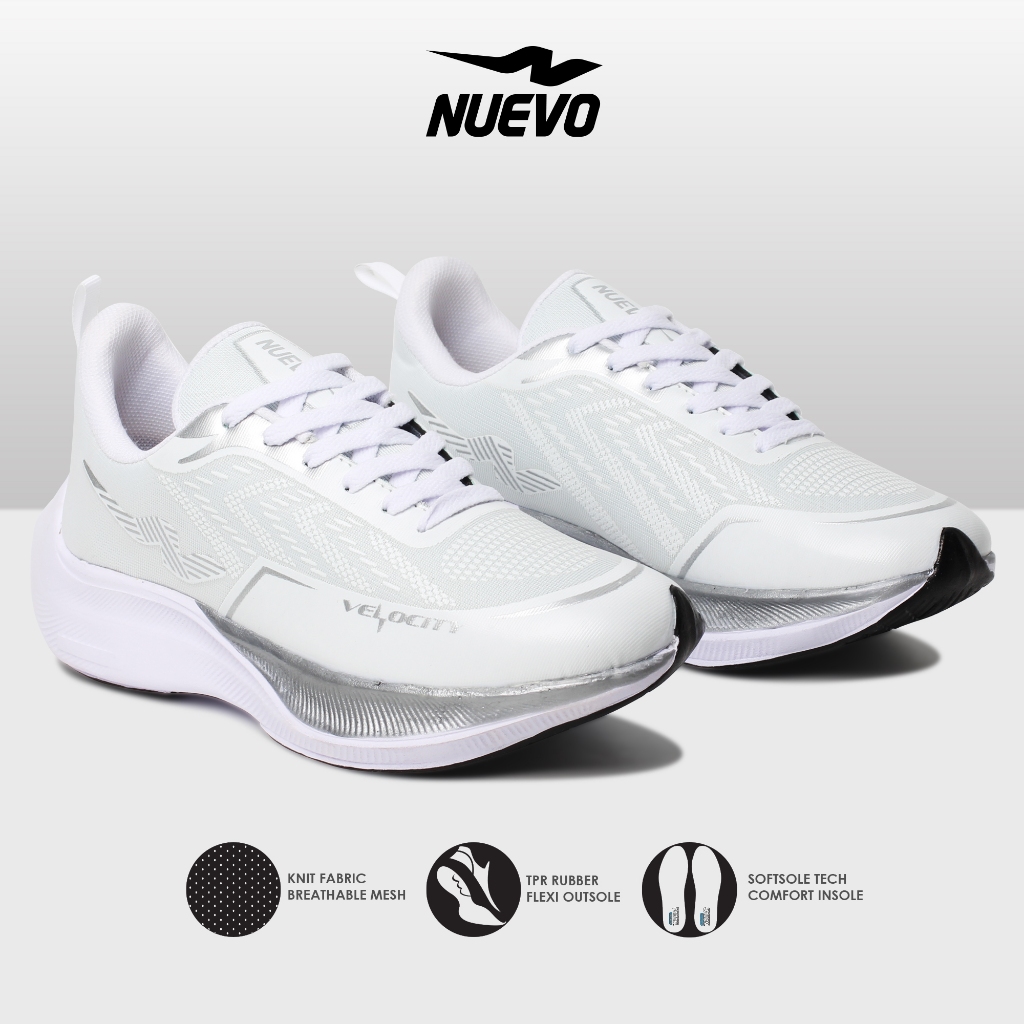 Jual NUEVO - Sepatu Lari Running Pria Nuevo Velocity Putih Silver ...