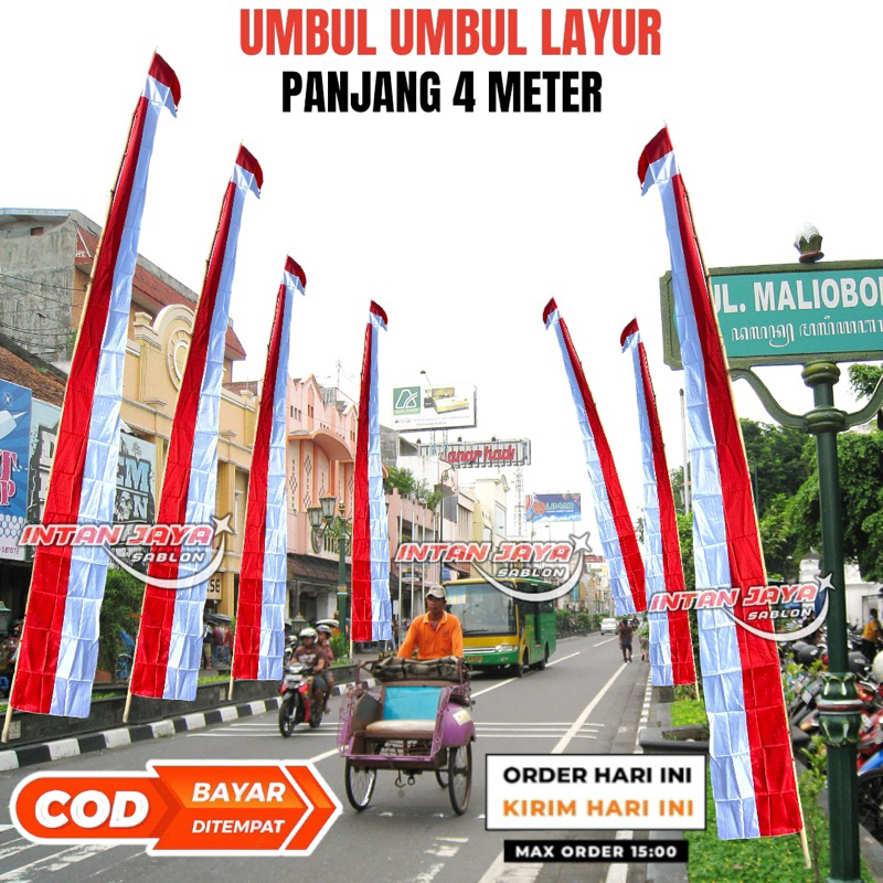 Jual BENDERA UMBUL UMBUL LAYUR PANJANG /UMBUL-UMBUL MERAH PUTIH POLOS TERMURAH | Shopee Indonesia