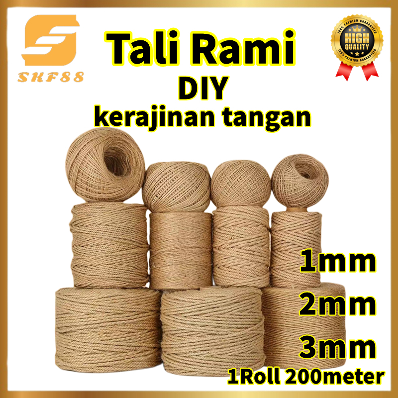 Jual TALI RAMI 1/2/3mm 1roll 200meter TALI GONI / tali karung | Shopee ...