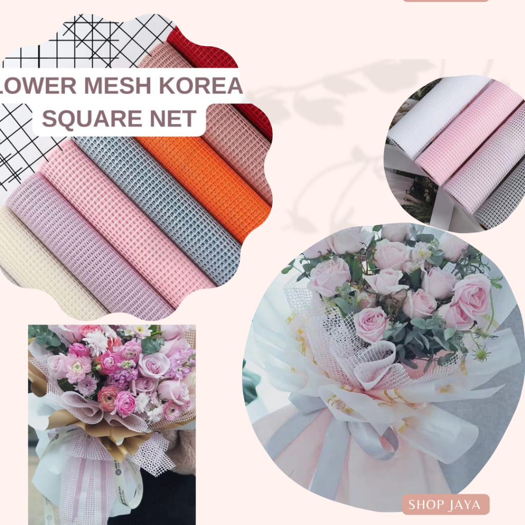 Jual 1/2 50*50 CM FLOWER MESH KOREAN SQUARE NET Korean Jaring2 Net ...