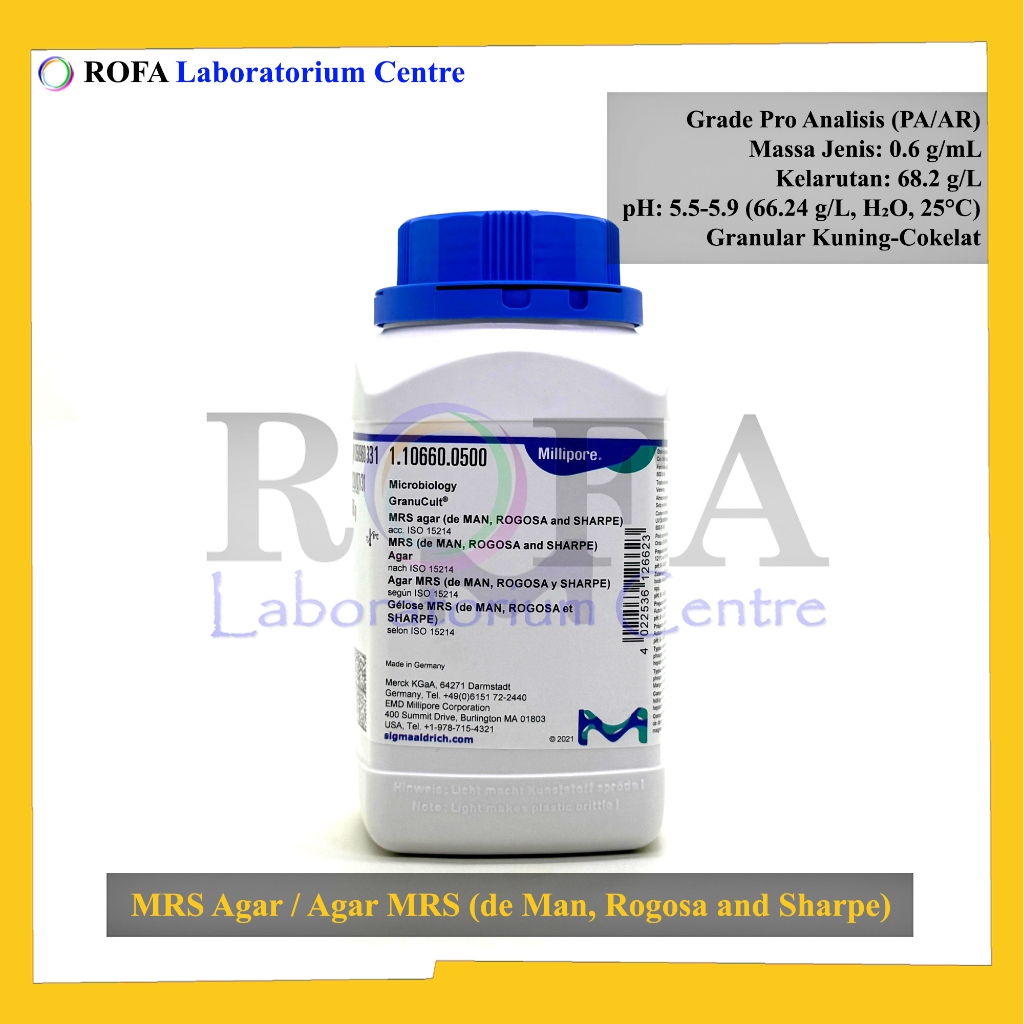 Jual MRS Agar / Agar MRS (de MAN, ROGOSA and SHARPE) / Lactobacillus ...