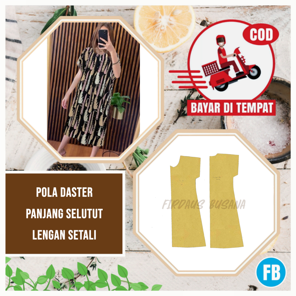 Jual 【COD】Pola Daster Dewasa Panjang Selutut Lengan Setali | Pola Baju Wanita Lengkap | Pola ...