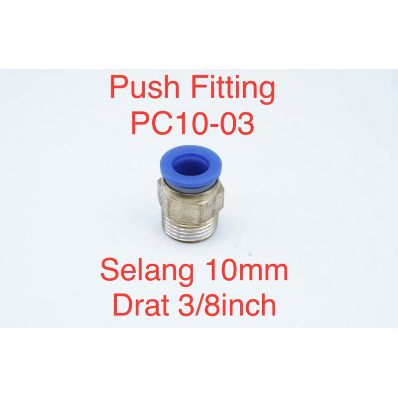 Jual PC10-03 Pneumatic Nepel Fitting Lurus Selang 10mm Drat 3/8inch Konektor Slip Lock Push Tube ...