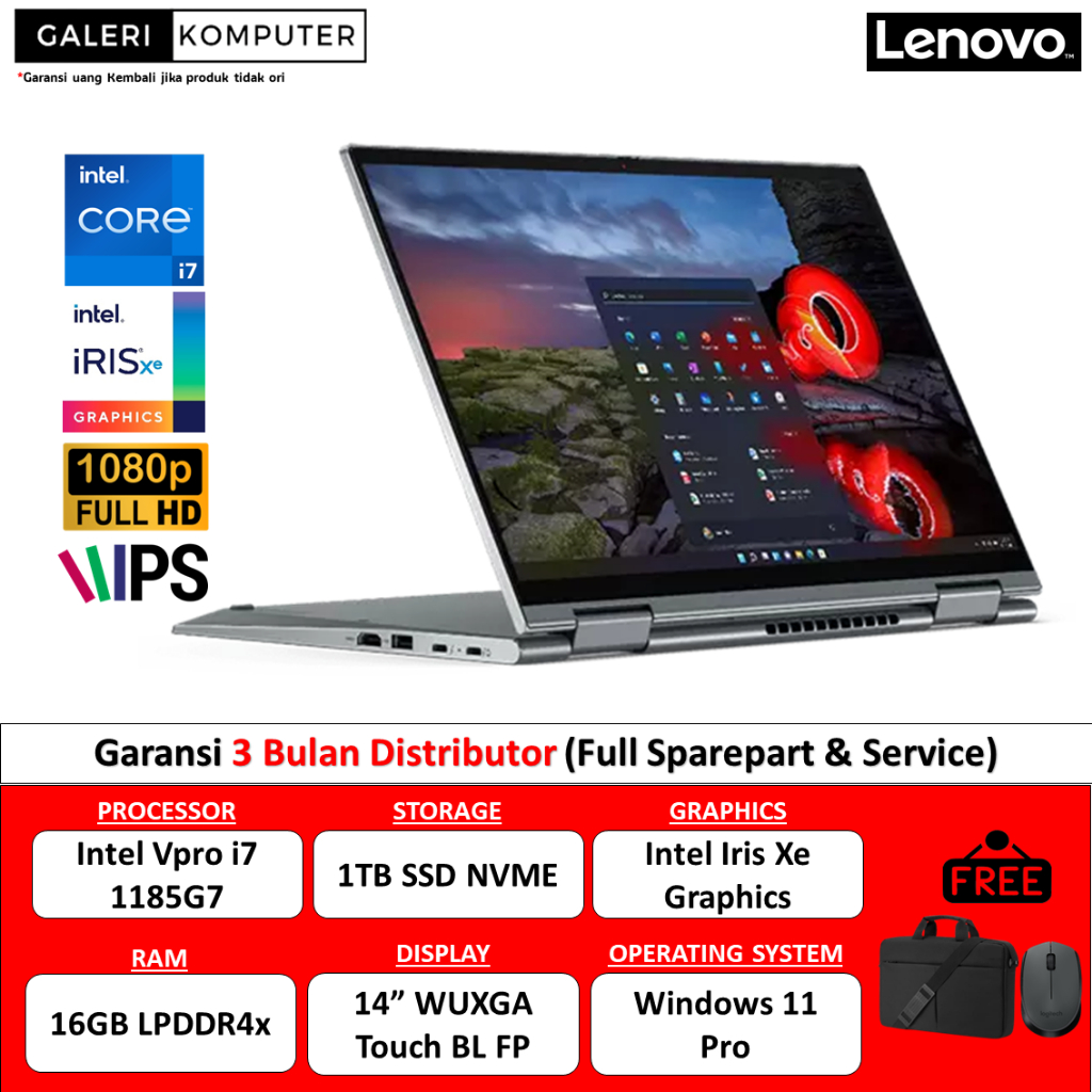 Jual Laptop 2in1 Lenovo Thinkpad X1 Yoga Intel Vpro i7 1185G7 16GB 1TB ...