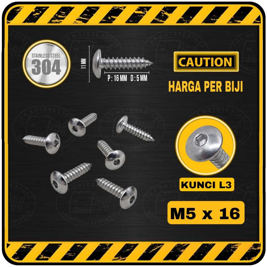 Jual Sekrup Skrup Kunci L STAINLESS M5 x 15 | M5x15 || Baut Body Yamaha MIO JUPITER VEGA F1ZR ...