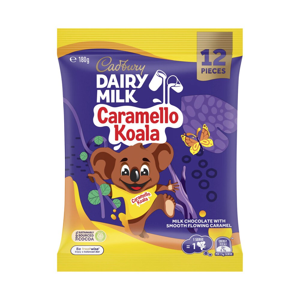 Jual Cadbury Dairy Milk Chocolate Caramello Koala Sharepack 12 Pack | 180g Australia | Shopee ...