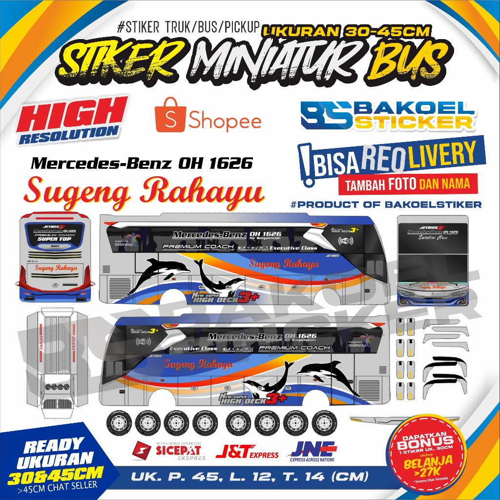 Jual STIKER MINIATUR BUS JB3/2 UK. 30/45CM #6 | Shopee Indonesia