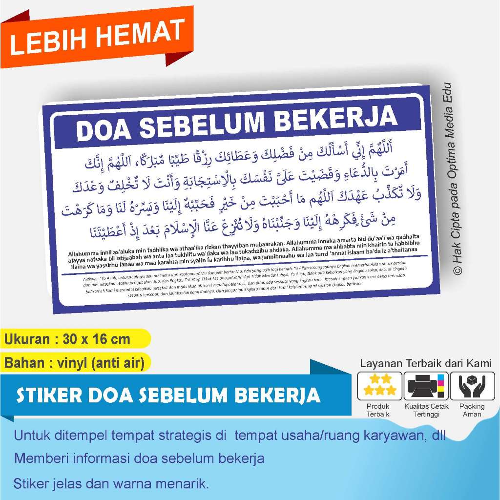 Jual DOA SEBELUM BEKERJA ukuran 30 x 15 cm untuk tempat kerja Anda atau ...