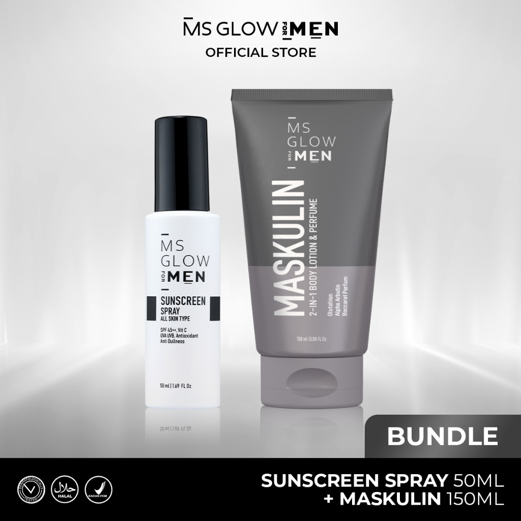 Jual MS Glow For Men - Sunscreen Spray - 50 ml + Maskulin - 150 ml ...