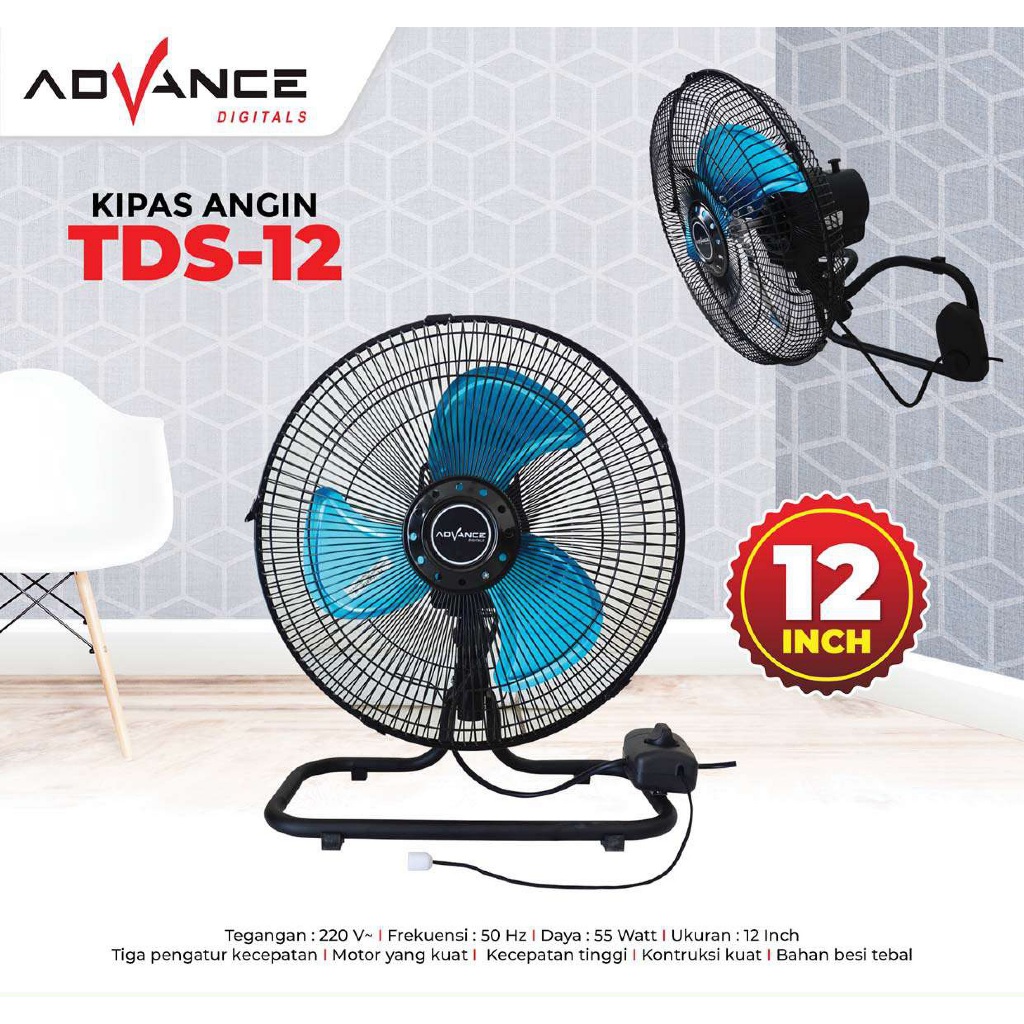 Jual KIPAS ANGIN DINDING 12 INCH ADVANCE MURAH GARANSI RESMI TDS-12 ...