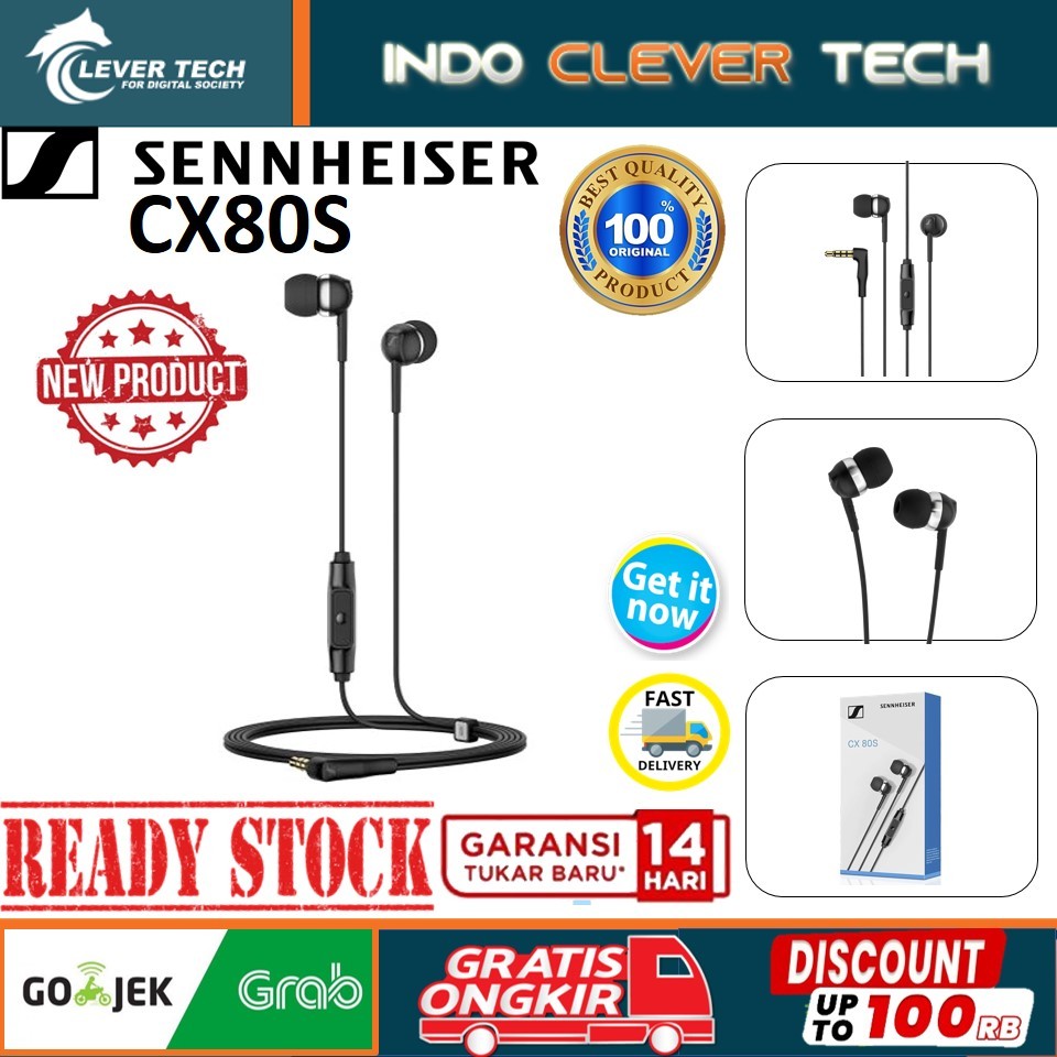 Jual Sennheiser CX 80s in Ear Earphone with Mic CX80S CX 80 S CX80 S ...