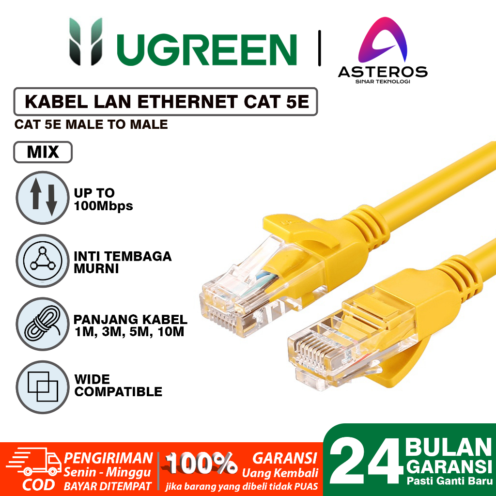 Jual UGREEN Kabel LAN RJ45 Cat 5e UTP Gigabite Ethernet 10-100Mbps 1M ...